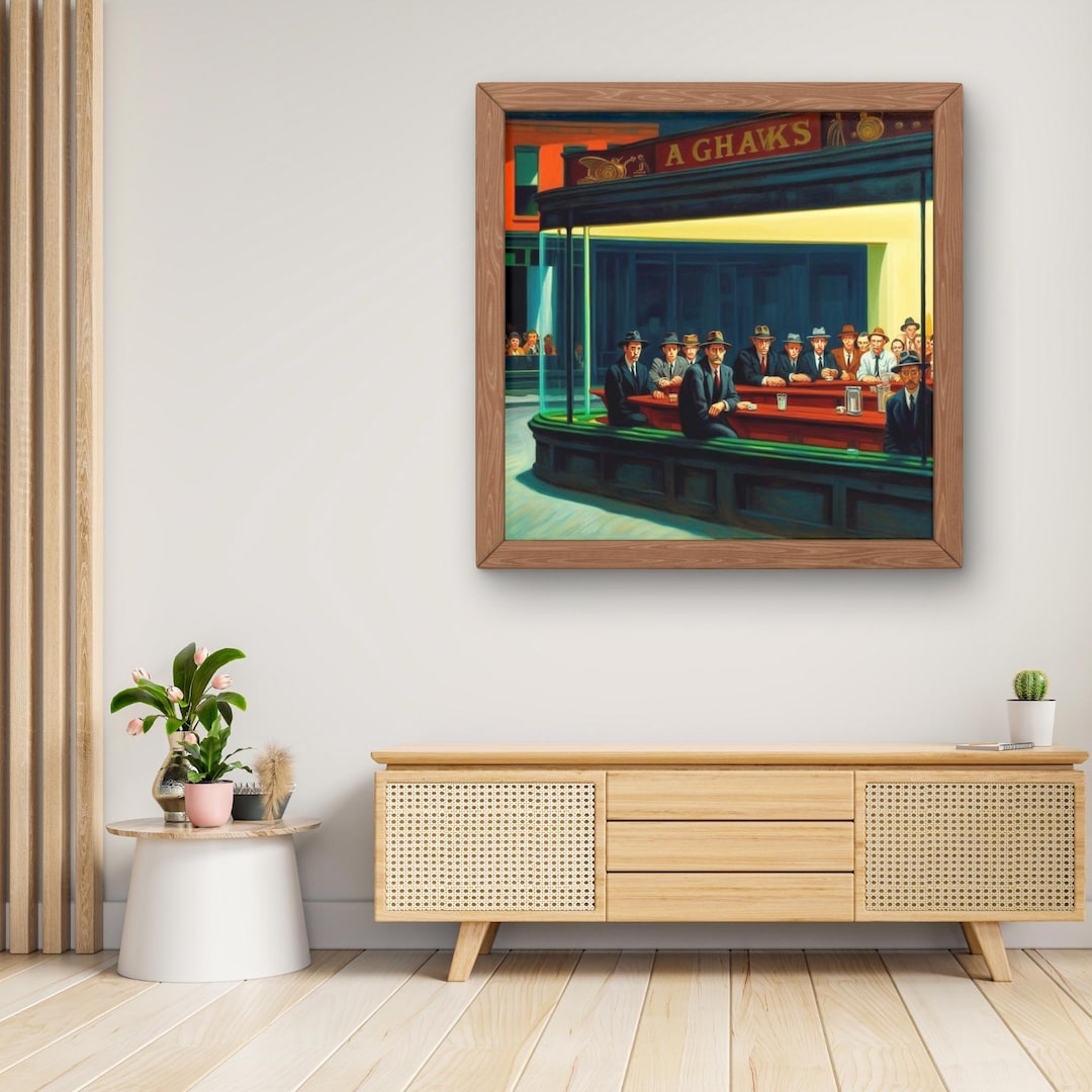 Nighthawks Parody Art Print - Funny Edward Hopper Remix - Retro Cafe ...