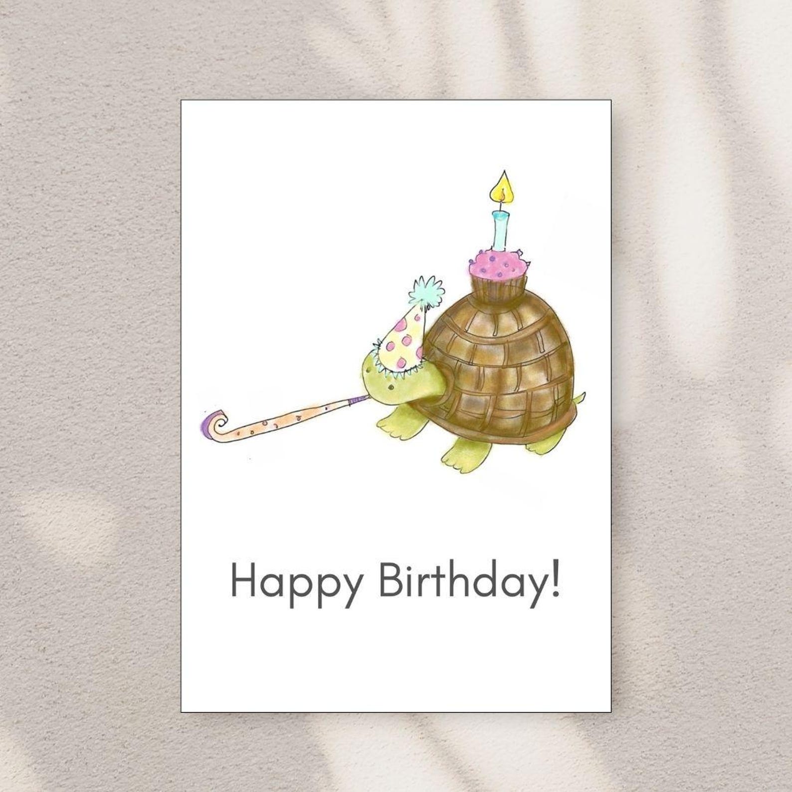 Funny Turtle Birthday Card, Animal Birthday, Family-friend Gift, Humor ...