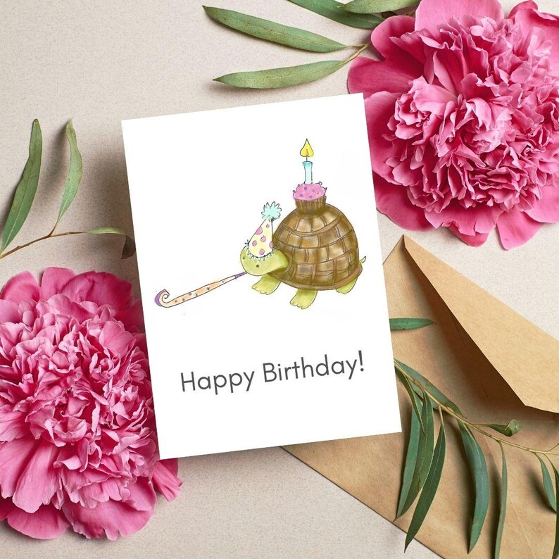 Funny Turtle Birthday Card, Animal Birthday, Family-friend Gift, Humor ...