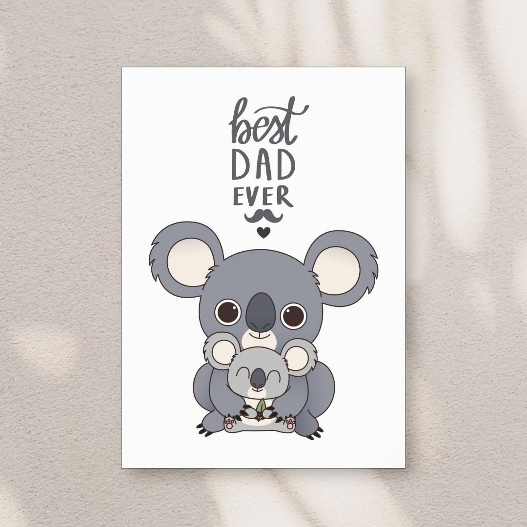 Best Dad Ever Card - Adorable Koala Design for Father's Day & Birthday ...