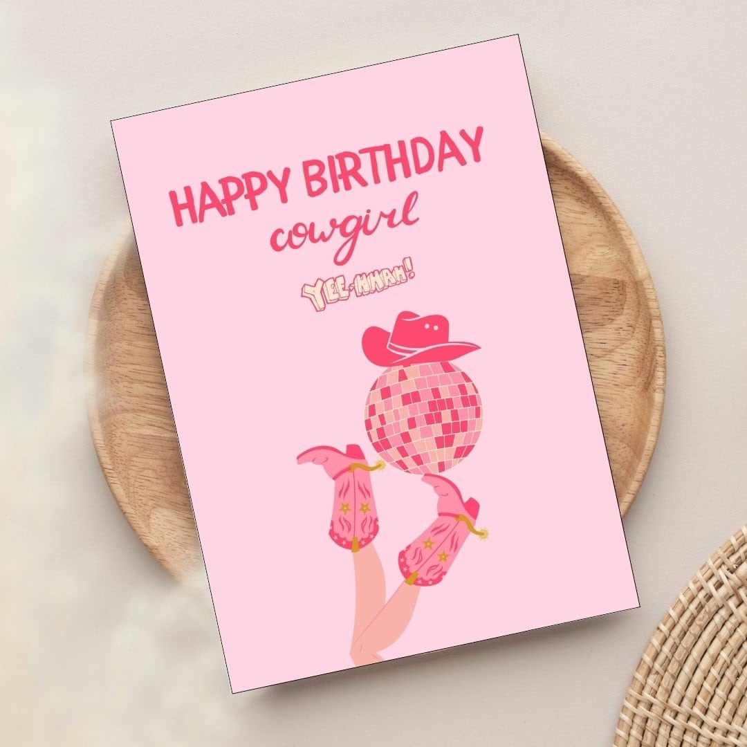Digital Cowgirl Birthday Card - Happy Birthday Cowgirl With Cowboy ...