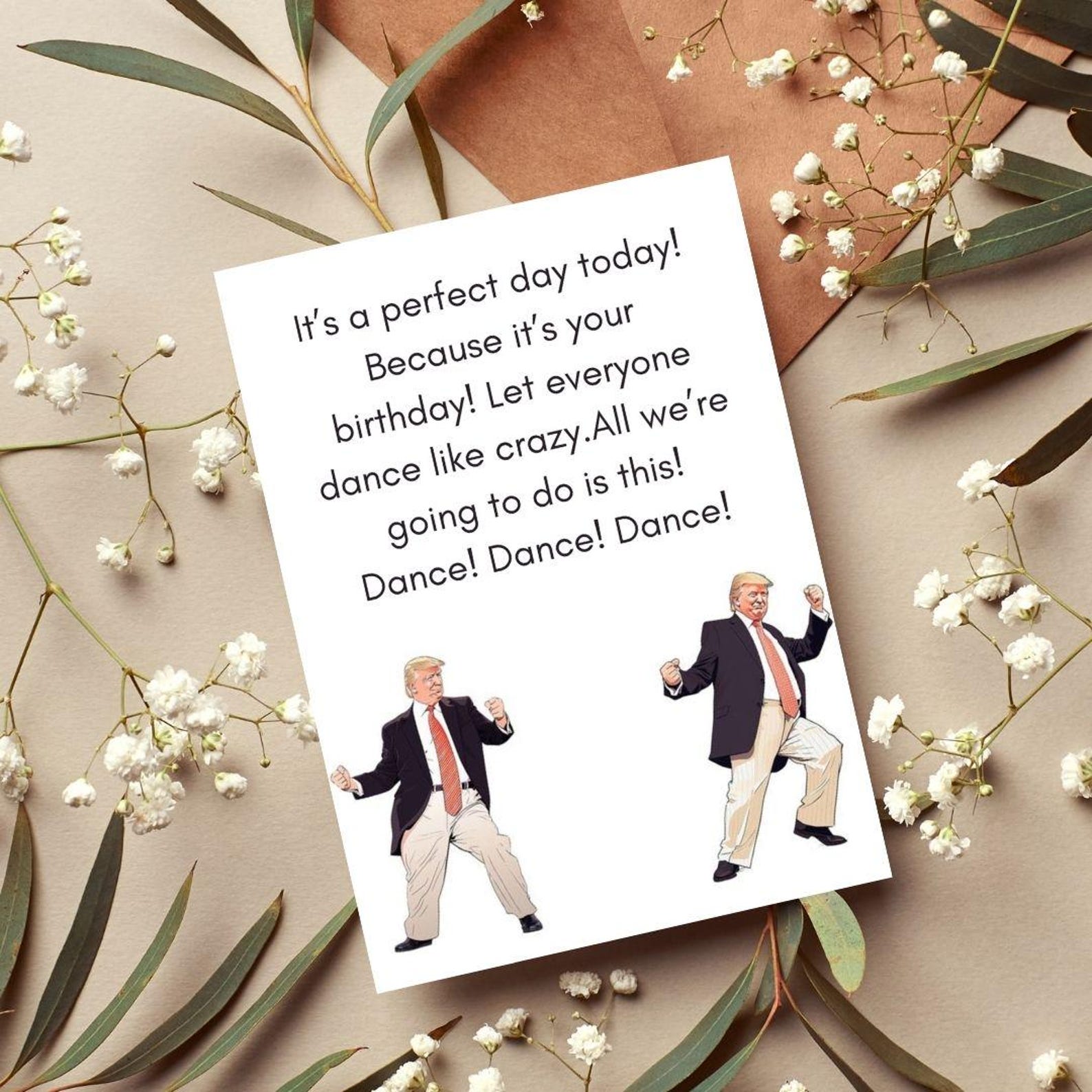 Funny Trump Birthday Card, Trump Dance, Trump Birthday Card, Humor ...