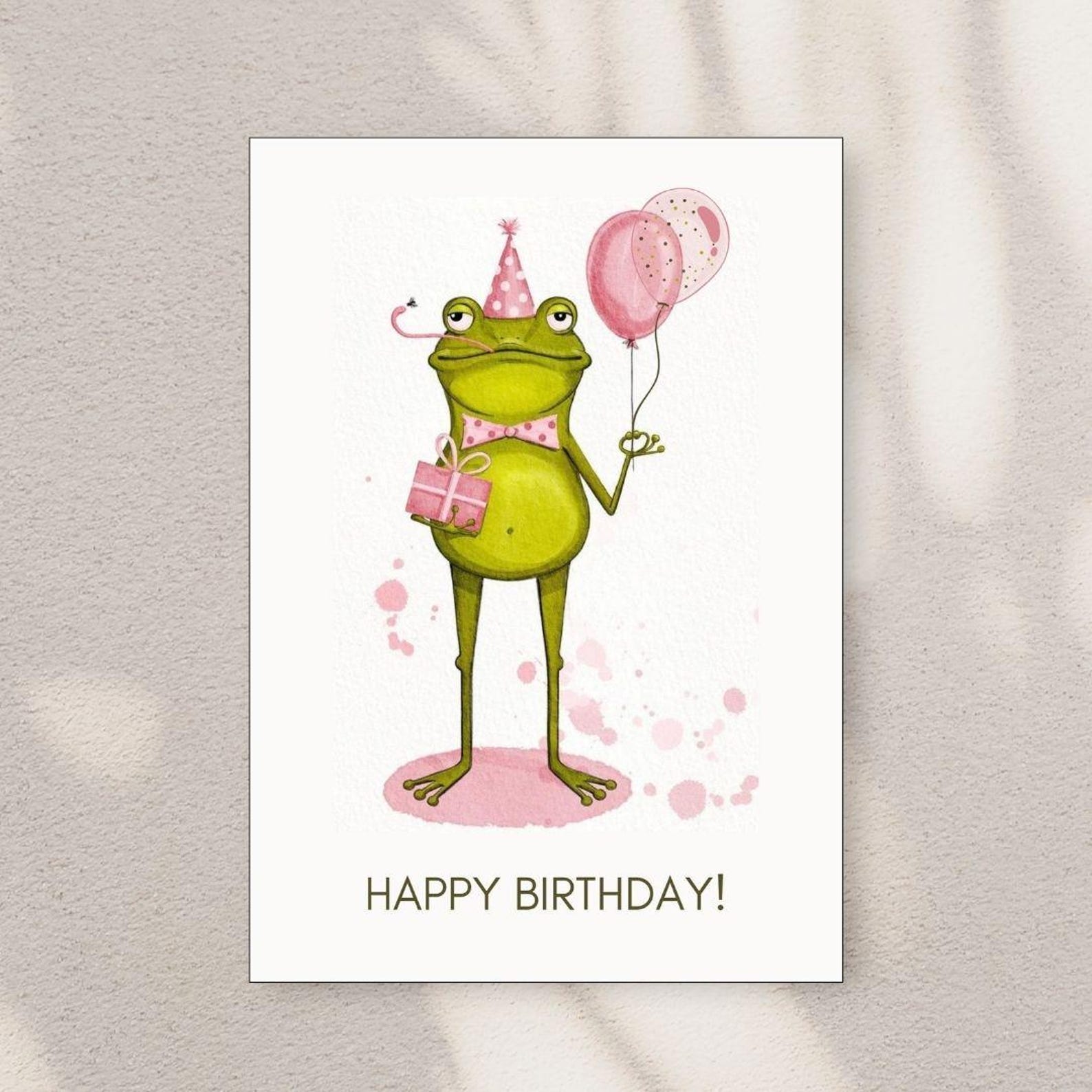 Funny Frog Birthday Card, Animal Birthday Card, Humorous-unique Frog ...