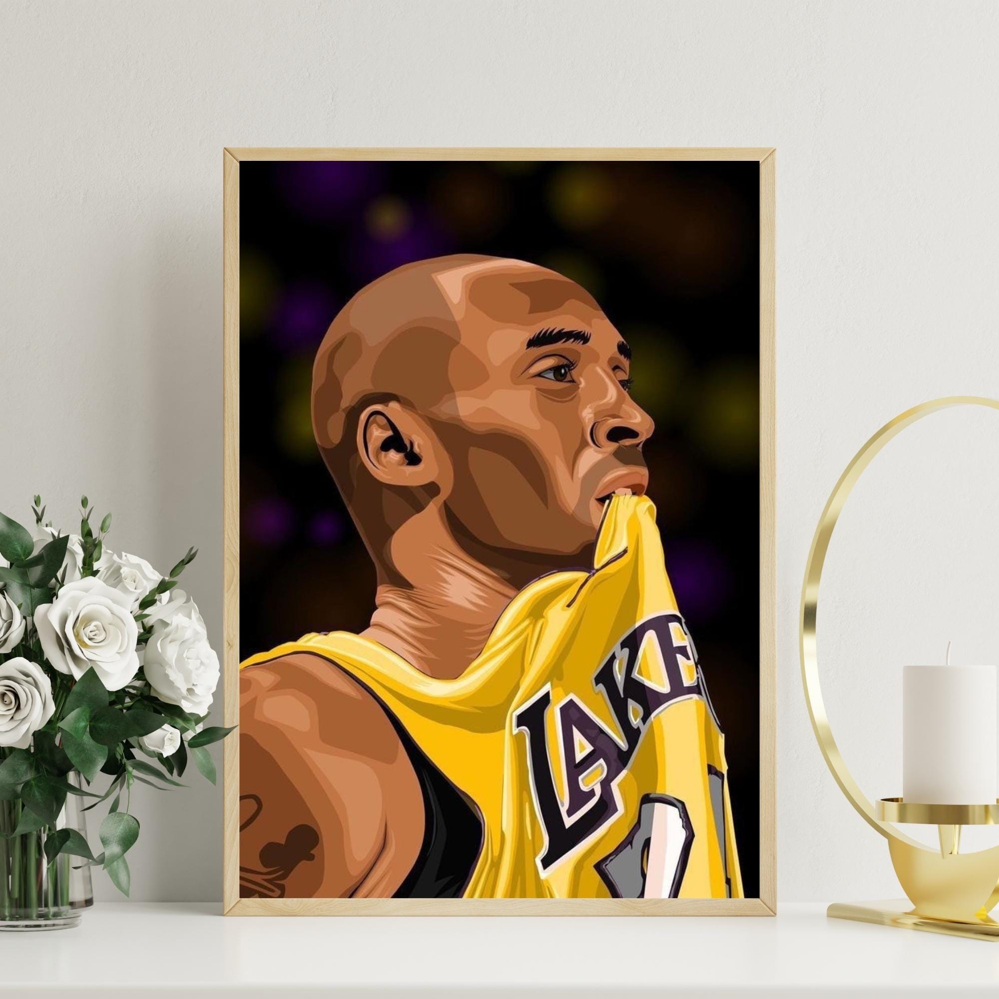 Kobe Bryant Portrait – NBA Wall Poster – Vibrant Sports Legend Canvas ...