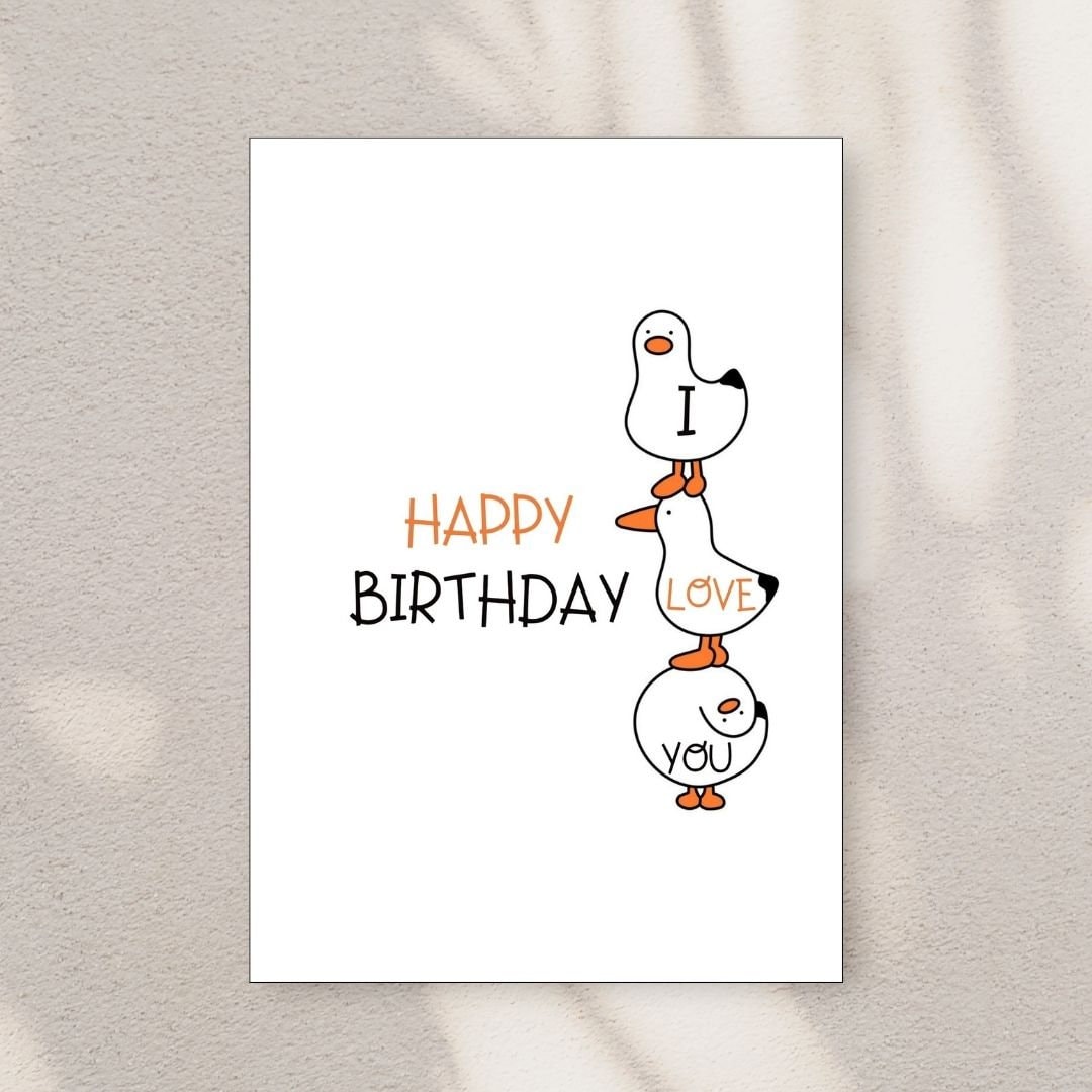Happy Birthday Card, Funny Duck Card, Family-friend Gift Card, Unique ...