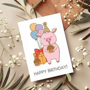 Funny Pig Birthday Card, Birthday Gift Card, Cute-humor Pig Card ...