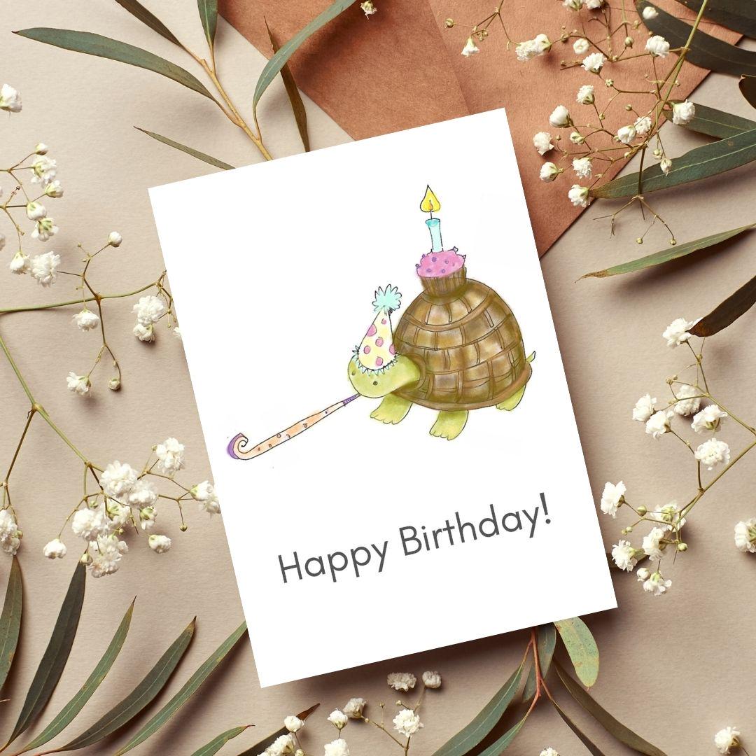 Funny Turtle Birthday Card, Animal Birthday, Family-friend Gift, Humor ...
