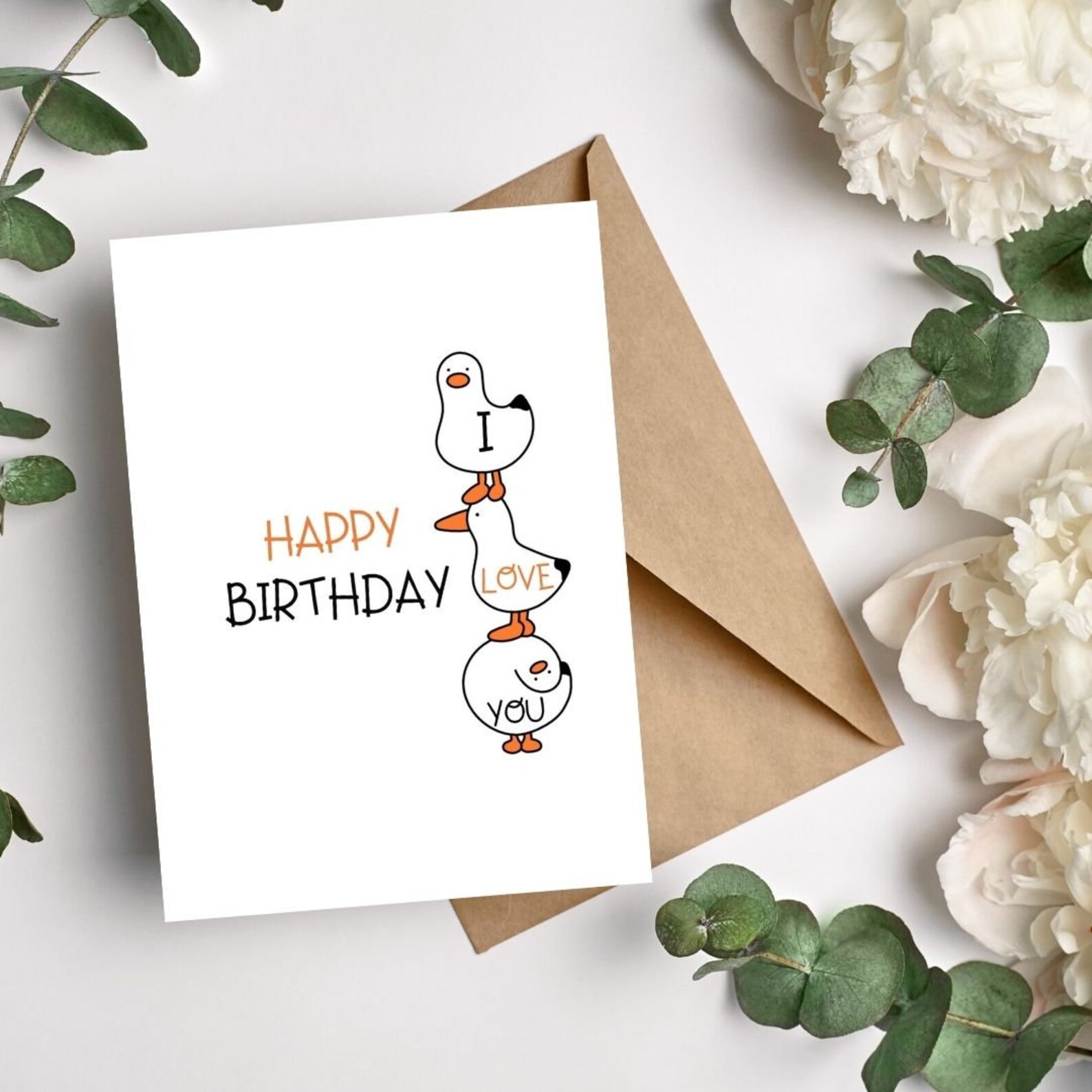 Happy Birthday Card, Funny Duck Card, Family-friend Gift Card, Unique ...