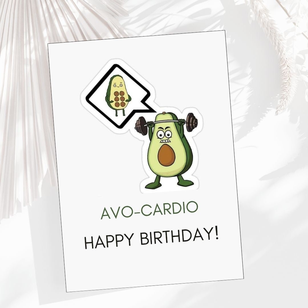 Funny Avocado Birthday Card, Gym Team Card, Funny Fitness Card, Unique ...