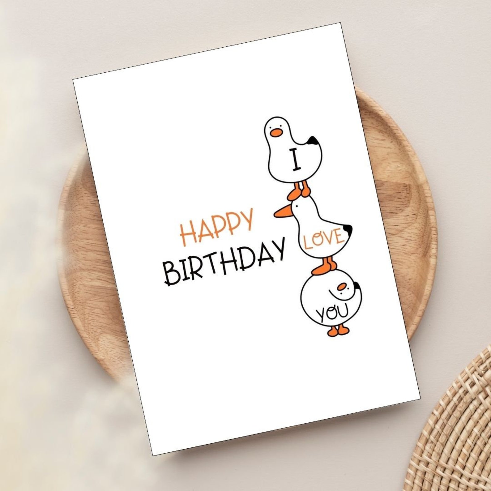 Happy Birthday Card, Funny Duck Card, Family-friend Gift Card, Unique ...
