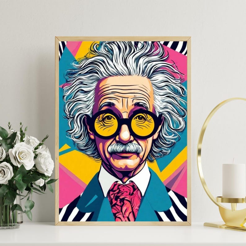 Colorful Albert Einstein Portrait Wall Art, Modern Pop Art Print ...