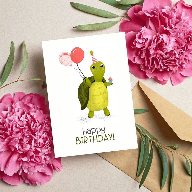 Funny Turtle Birthday Card, Birthday Gift Card, Unique-humor Card ...