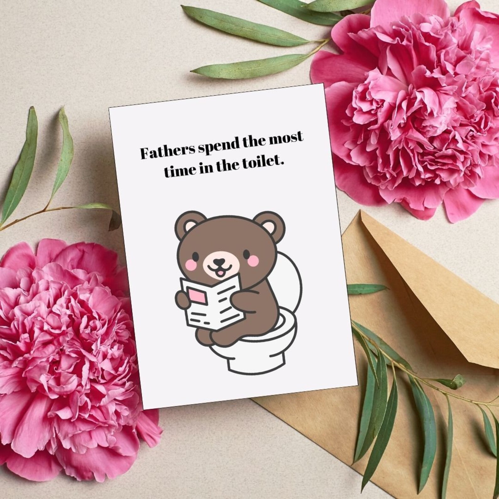 Funny Father's Day Card - Teddy Bear Humor, Handmade Father’s Day ...