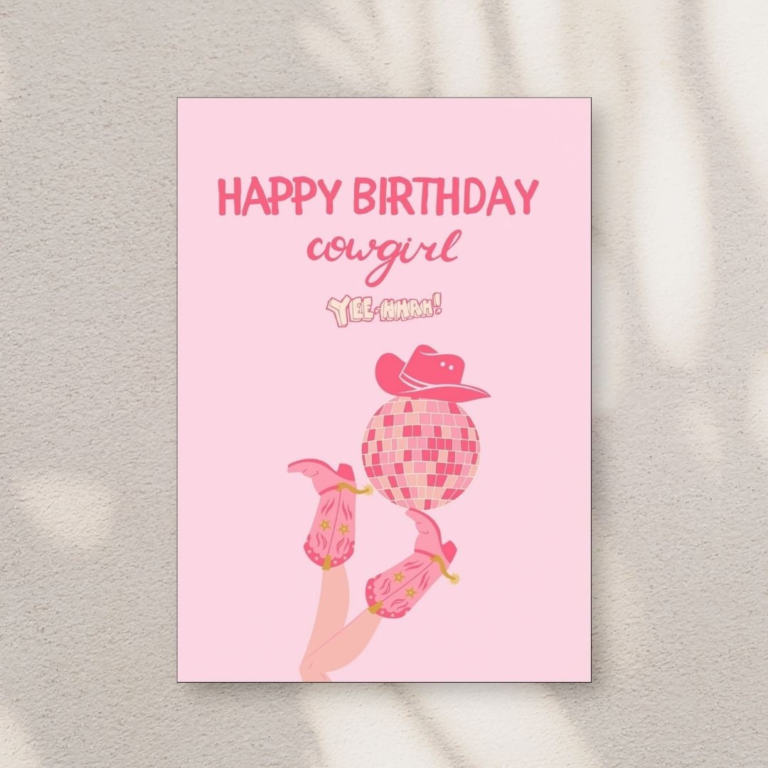 Digital Cowgirl Birthday Card - Happy Birthday Cowgirl With Cowboy ...