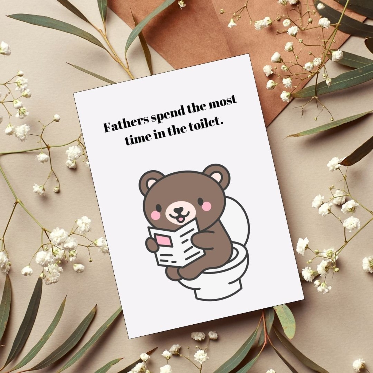 Funny Father's Day Card - Teddy Bear Humor, Handmade Father’s Day ...