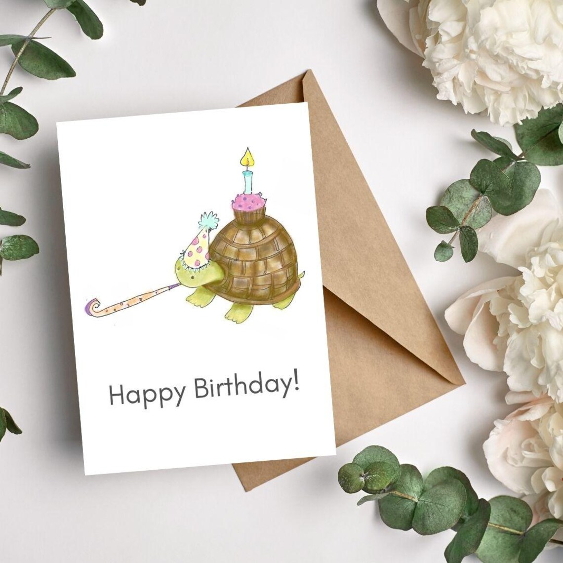 Funny Turtle Birthday Card, Animal Birthday, Family-friend Gift, Humor ...