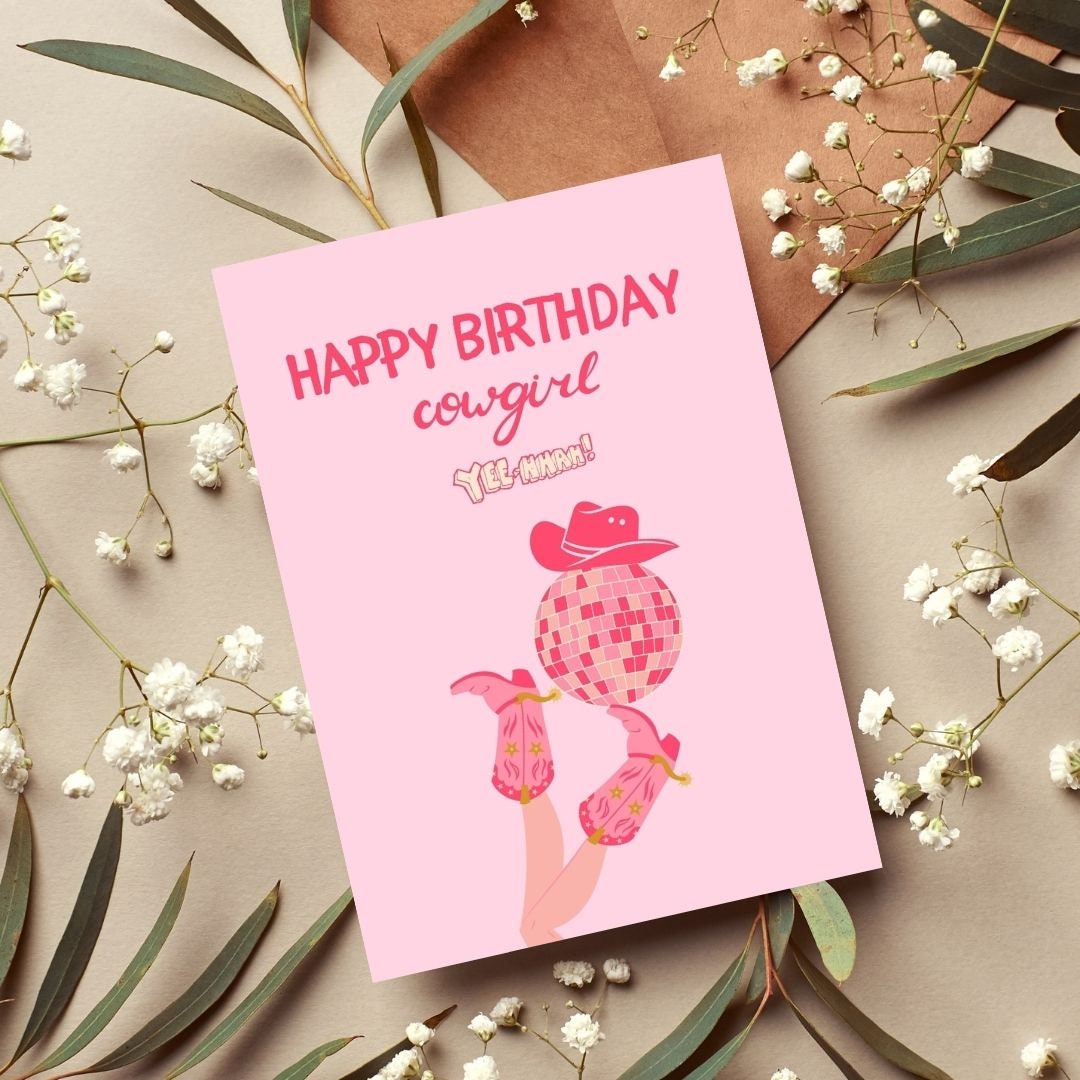 Digital Cowgirl Birthday Card - Happy Birthday Cowgirl With Cowboy ...