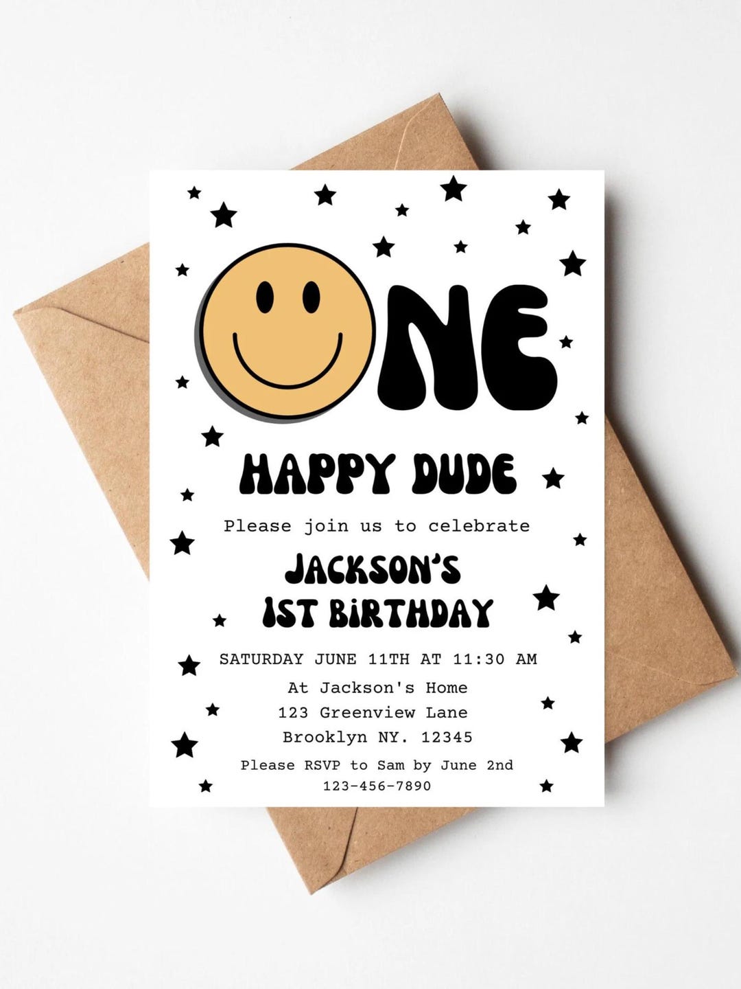 One Happy Dude Birthday Invitation Template, Printable Invitation ...