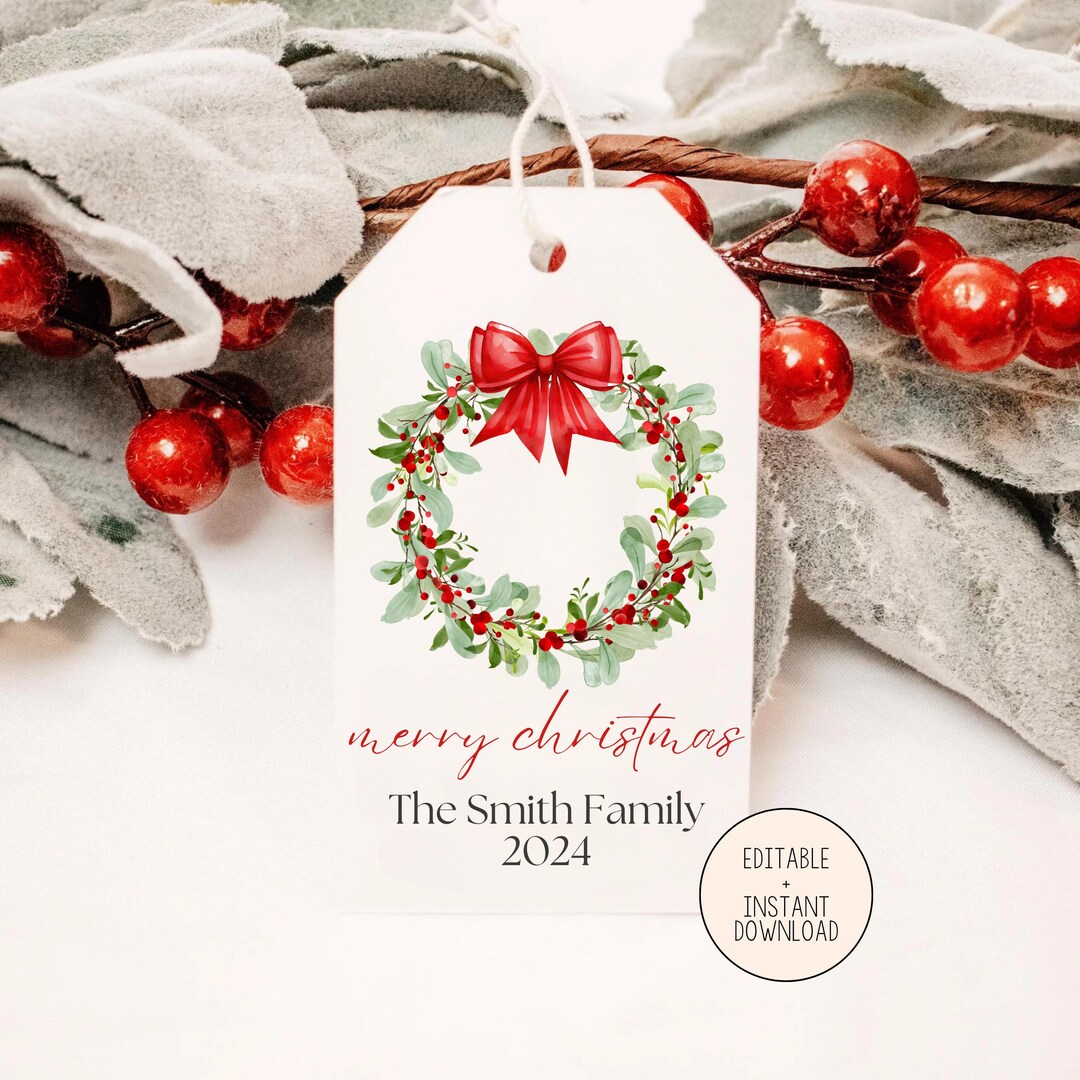 EDITABLE Merry Christmas Tags Christmas Tags Christmas Party Favor Tag ...