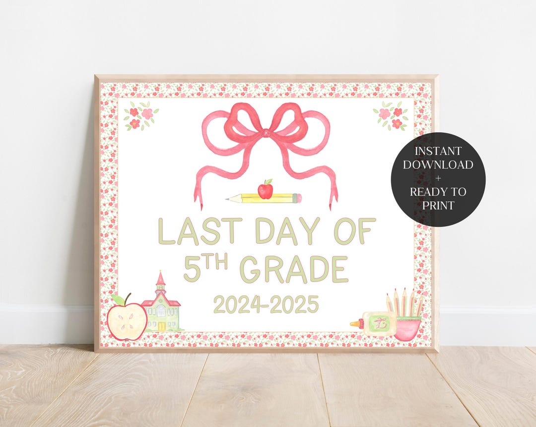 Goodbye 5th Grade | Last Day of Fifth Grade | Last Day of School Sign ...