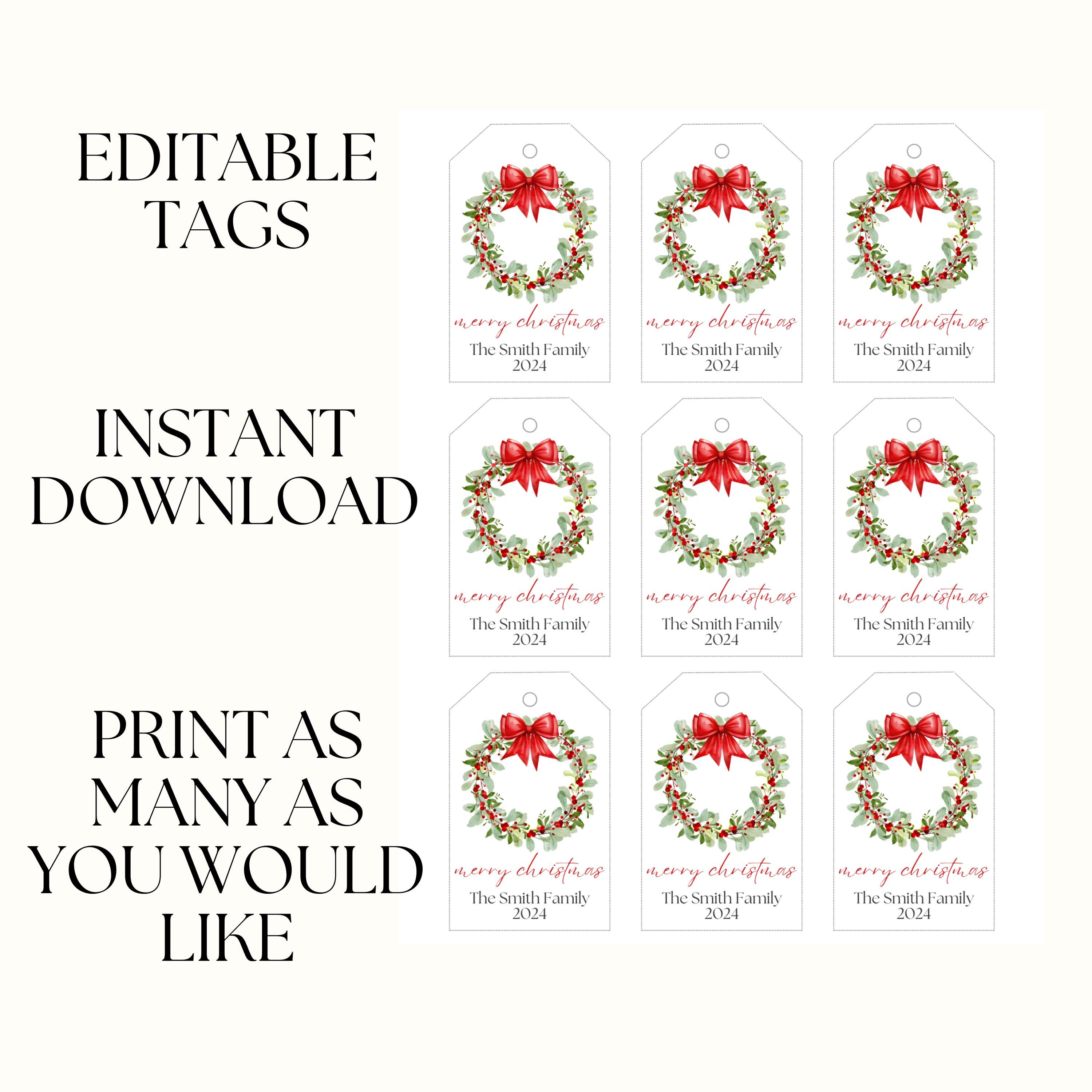 EDITABLE Merry Christmas Tags Christmas Tags Christmas Party Favor Tag ...