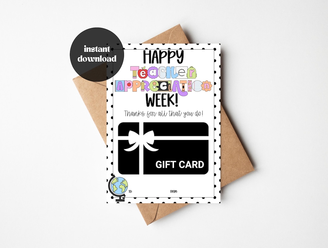 Teacher Appreciation Week Gift Card Holder | Printable Retro Happy ...