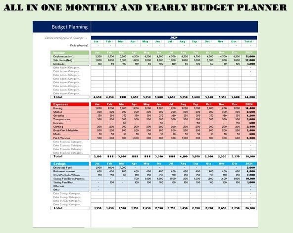 Excel Spreadsheet Editable Budget Money Financial Planner Template ...