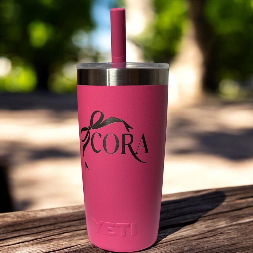 Laser Engraved Bow YETI Straw Cup - Personalized Kids Cup - Etsy