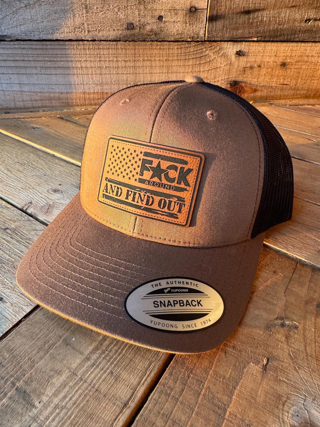 FAFO American Flag Leather Patch Hat Richardson 112 Gift for Him Blue Collar custom Hat Logo - Etsy