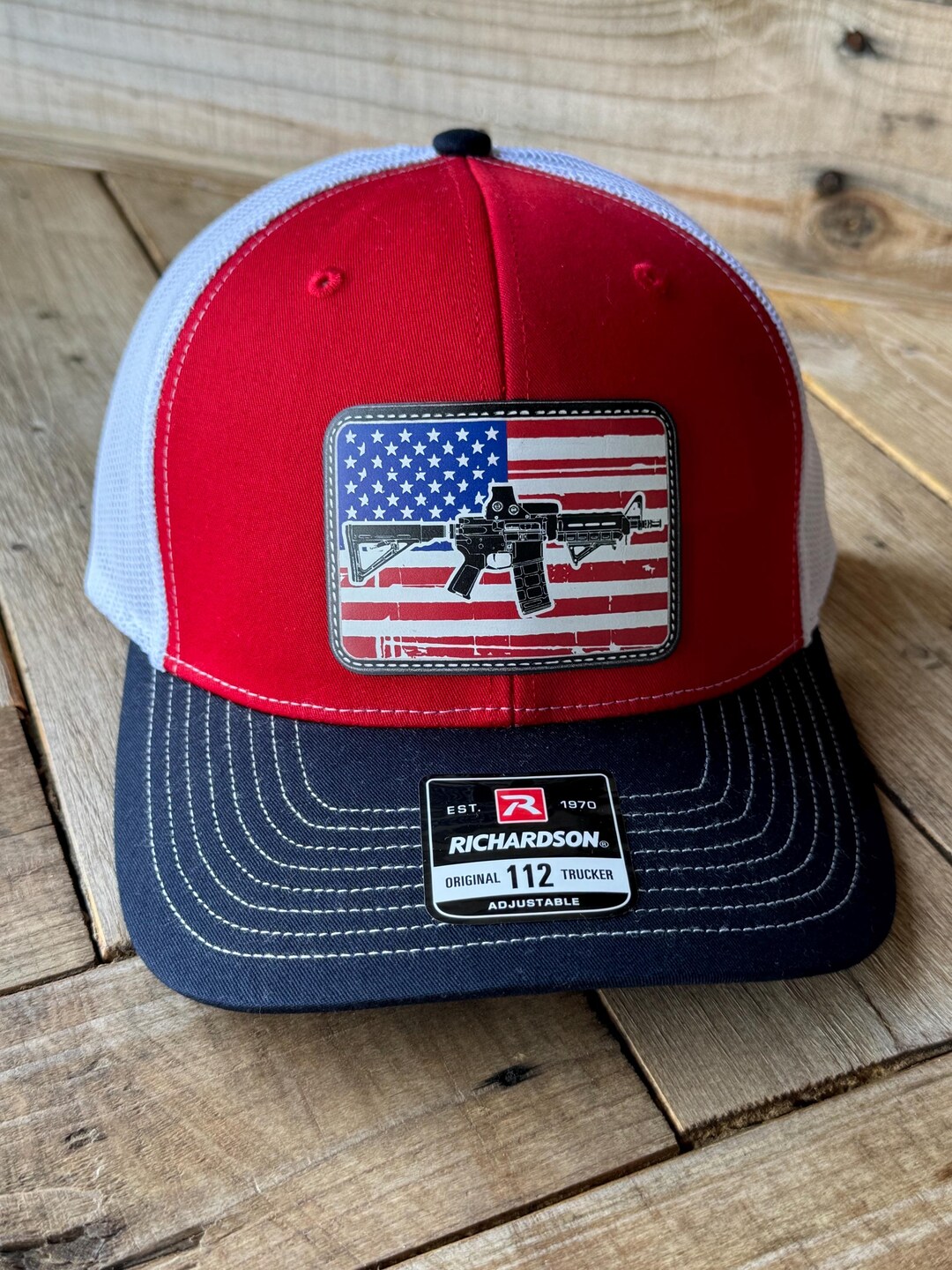 Second Amendment Hat / American Flag Trucker Cap / Richardson 112 / 2A Patch Trucker Hat / Red ...