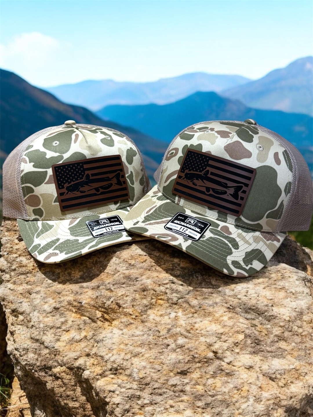 Catfish American Flag Patch Hat: Duck Camo Snapback, Handmade ...