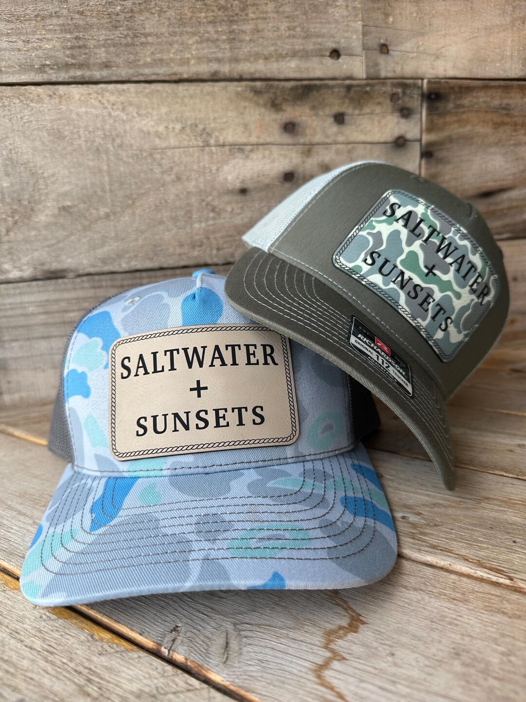 Saltwater Sunsets Hat: Leather Patch Richardson 112 Trucker Cap - Etsy