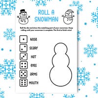 Roll A Snowman Game, Printable Christmas Game, Winter Activity for Kids ...