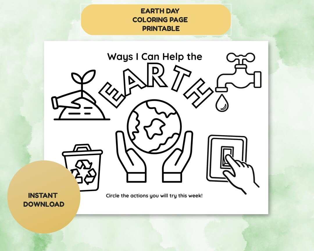 Earth Day Coloring Page for Kids | Earth Day Activity Printable | Ways ...