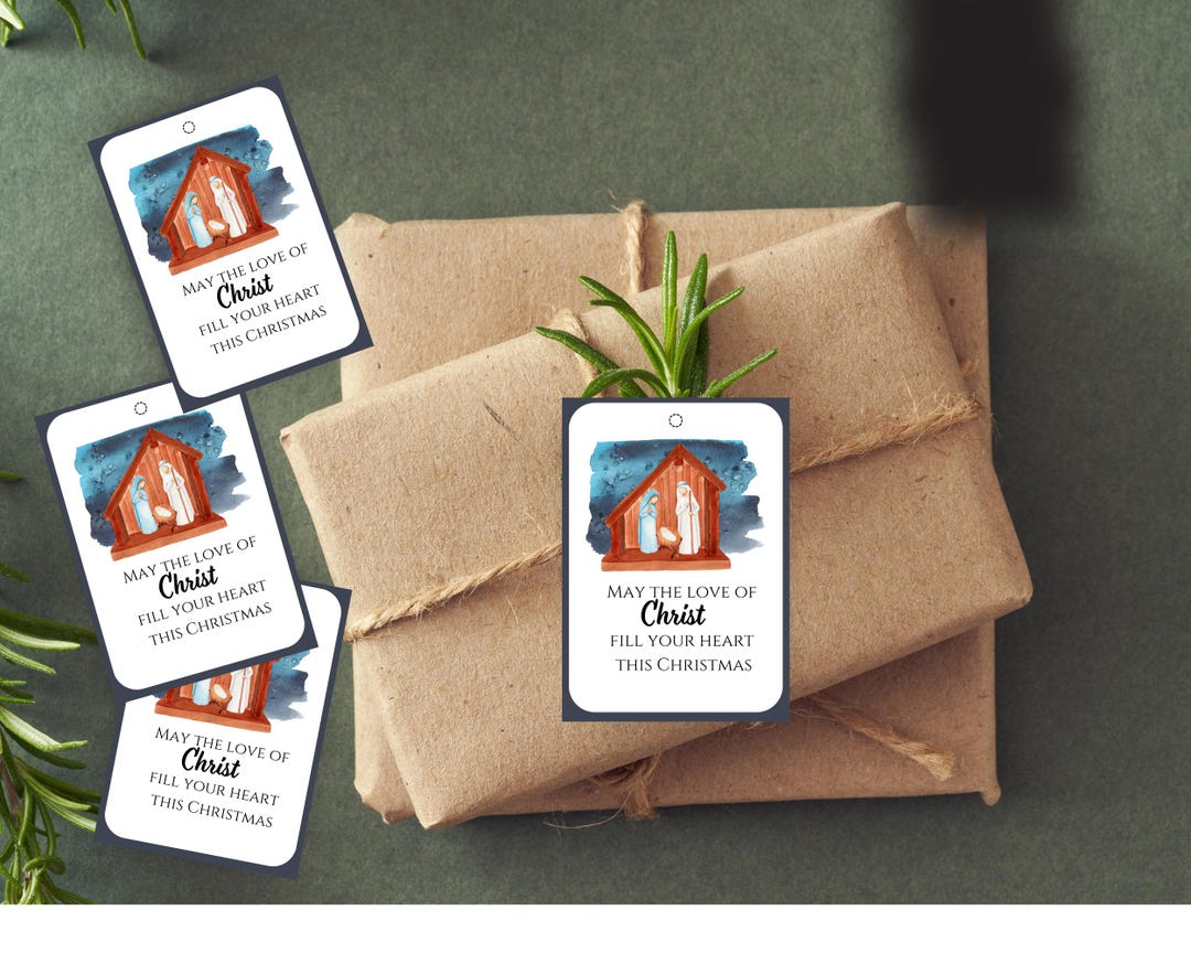 Christian Christmas Gift Tags Printable, Nativity Bible Verse Tags ...