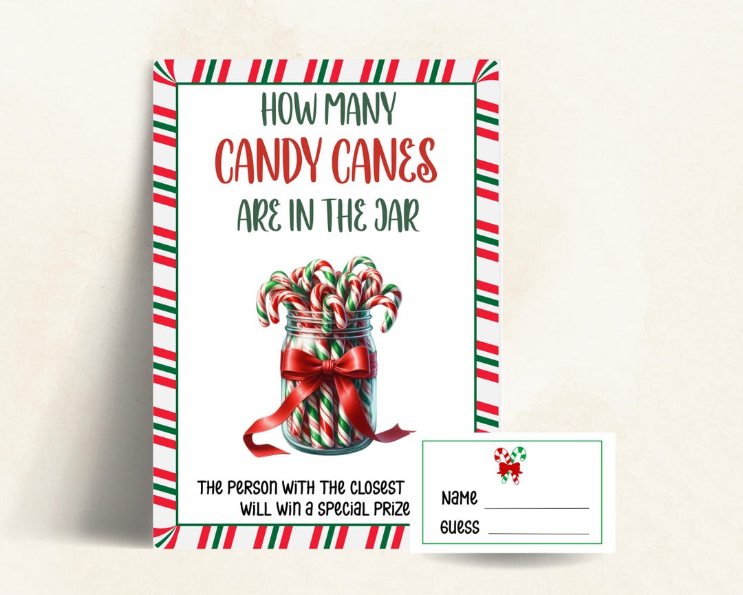 Christmas Candy Cane Guessing Game Printable, Holiday Class Party ...