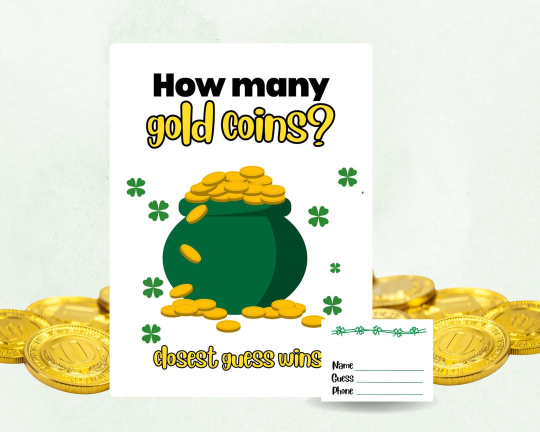 St Patrick’s Day Guessing Game Printable, Gold Coin Guess How Many Game ...
