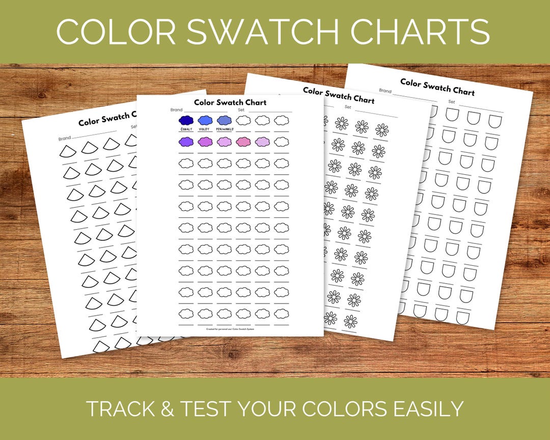 Color Swatch Chart Printable, Adult Coloring Page Marker & Colored ...
