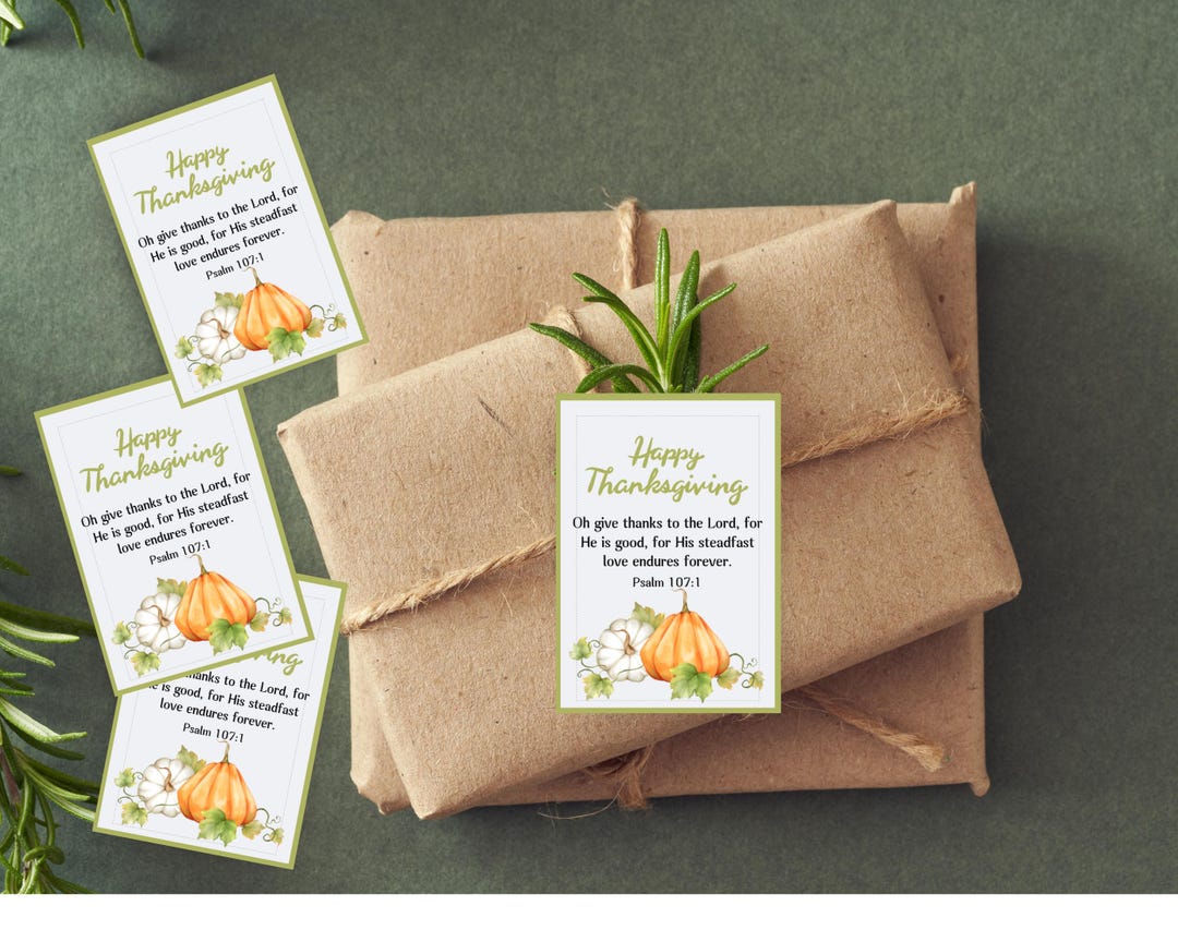 Printable Thanksgiving Gift Tags: Christian Bible Verse (digital ...