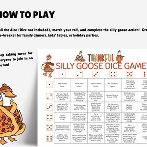 Gratitude Dice Game, Funny Silly Goose Thanksgiving Family Game ...
