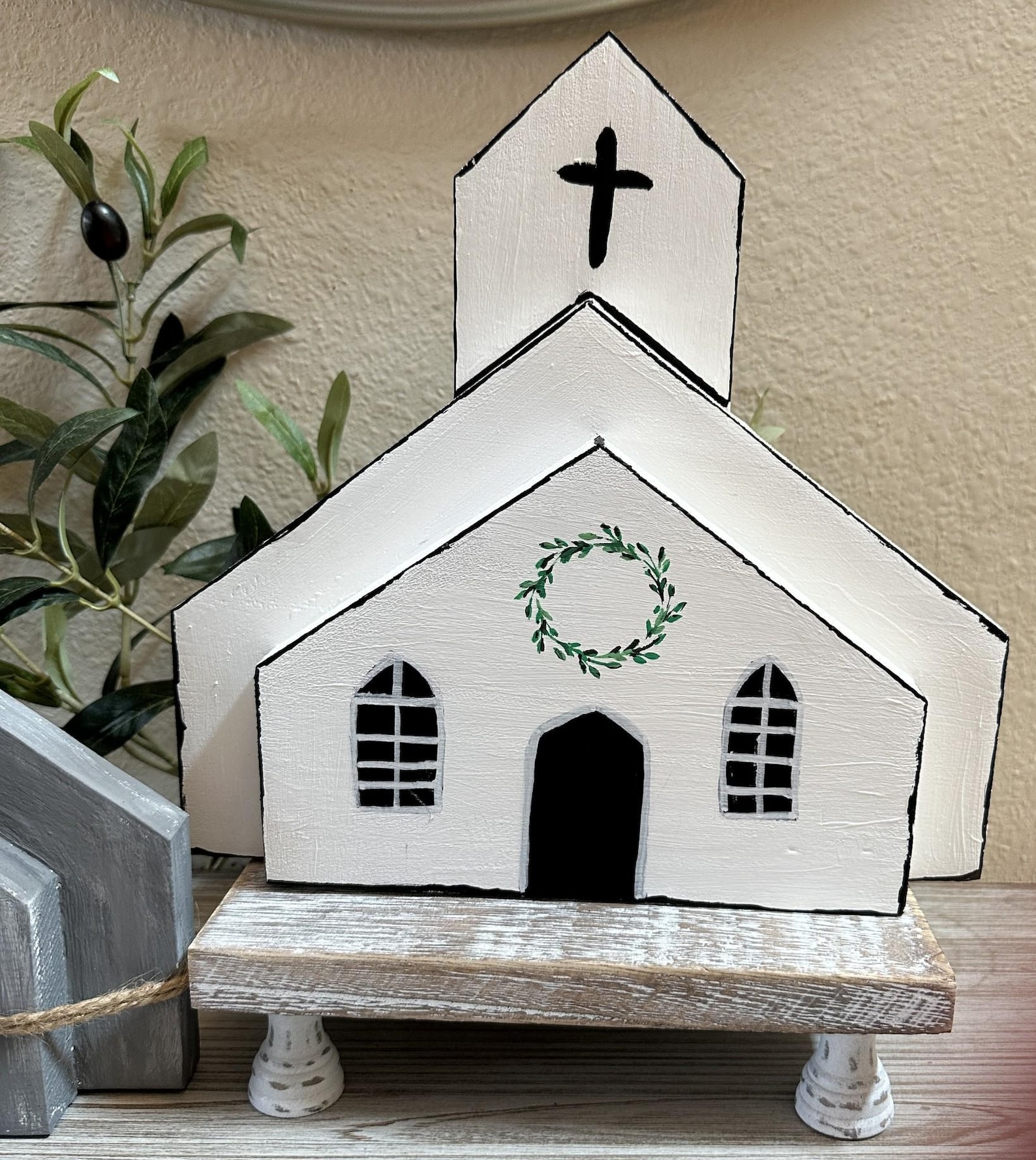 Handcrafted Elegance: White Wooden Church Décor Perfect for Rustic ...