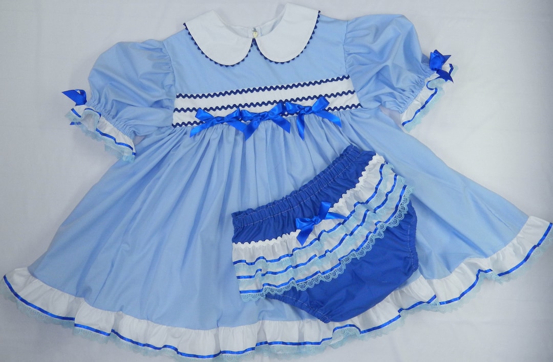 Blue Berry Jelly Dress Set: Sissy ABDL Cotton Dress With Diaper Cover ...