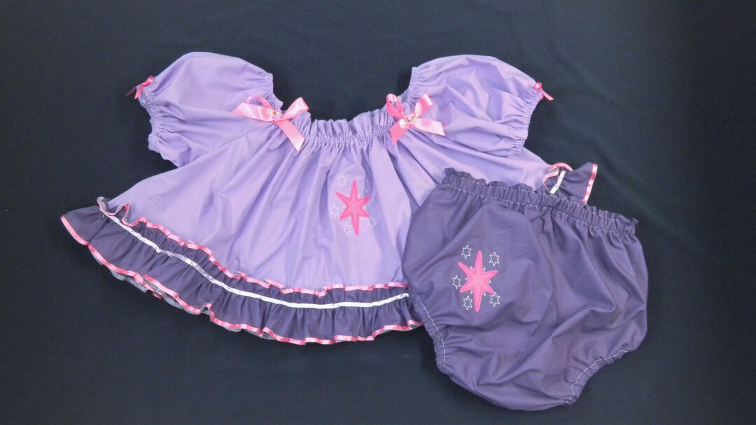Adult Baby Sissy Littles Abdl PURPLE PONY Crop Top 2 Piece Set Shirt ...