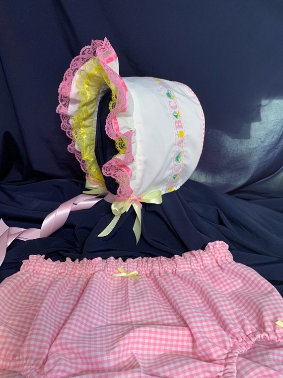 Adult Baby Sissy Littles Abdl ABC BONNET and Pink DIAPER Cover - Etsy