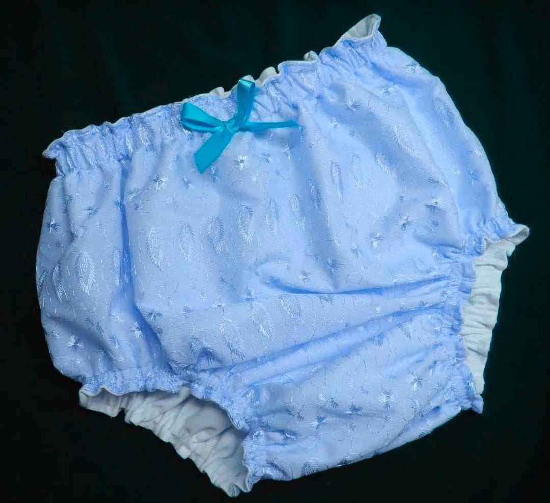 Adult Baby Sissy Littles Abdl Blue Eyelet PUL LINED Diaper Cover Dress ...