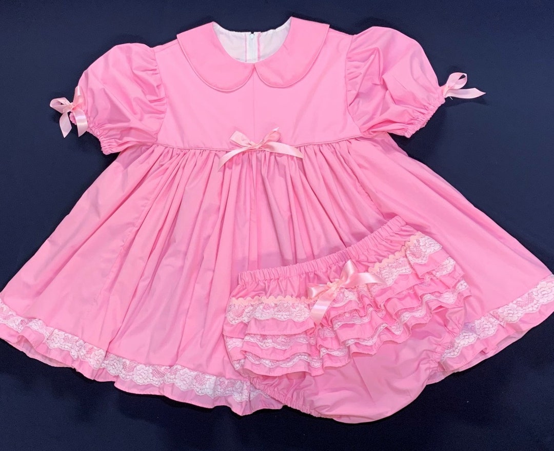 Adult Baby Sissy Abdl Littles PINK CLOUD Dress Set My Binkies and Bows ...