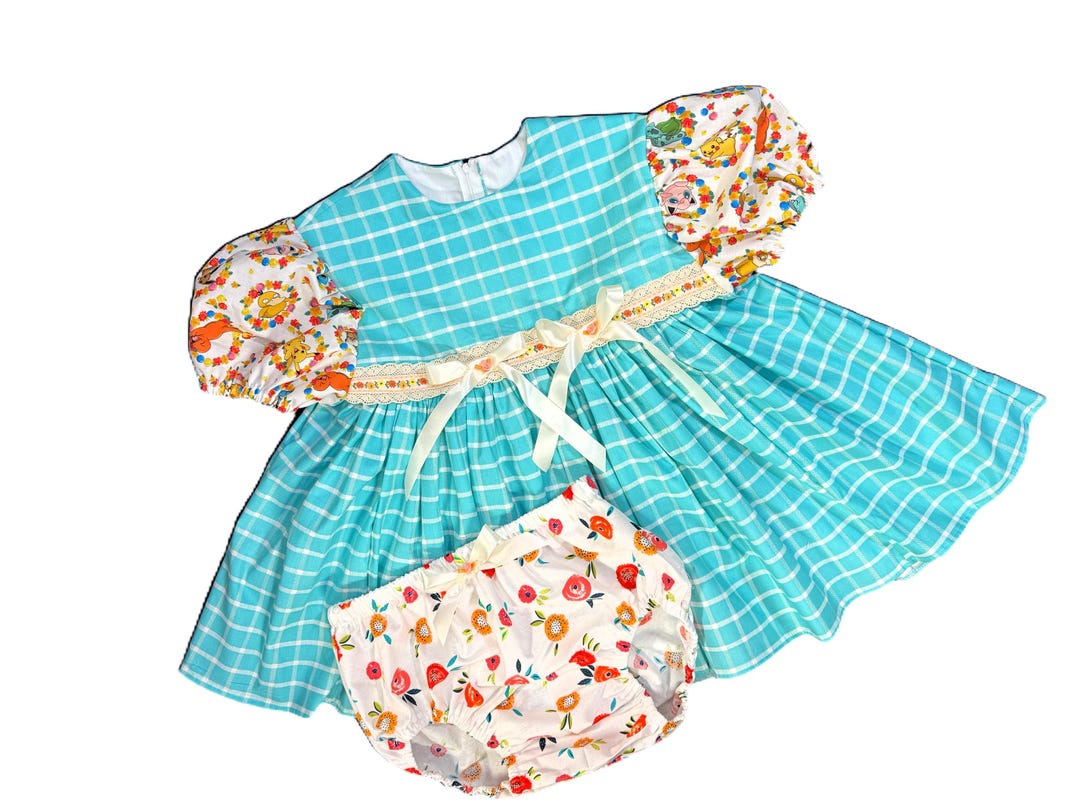 WYSIWYG Adult Baby Sissy Abdl Littles BLUE Plaid POKEMON Dress Set My ...