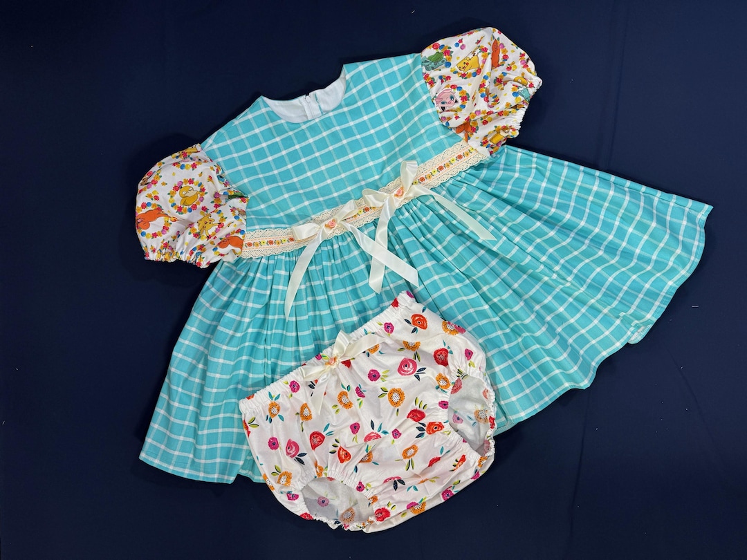 Adult Baby Sissy Abdl Littles BLUE Plaid POKEMON Dress Set My Binkies ...