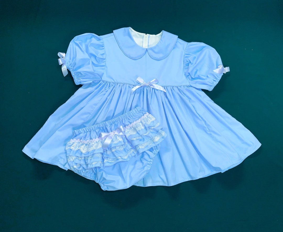 Vintage Blue Dress and Diaper Cover Set: Custom ABDL Sissy Little ...