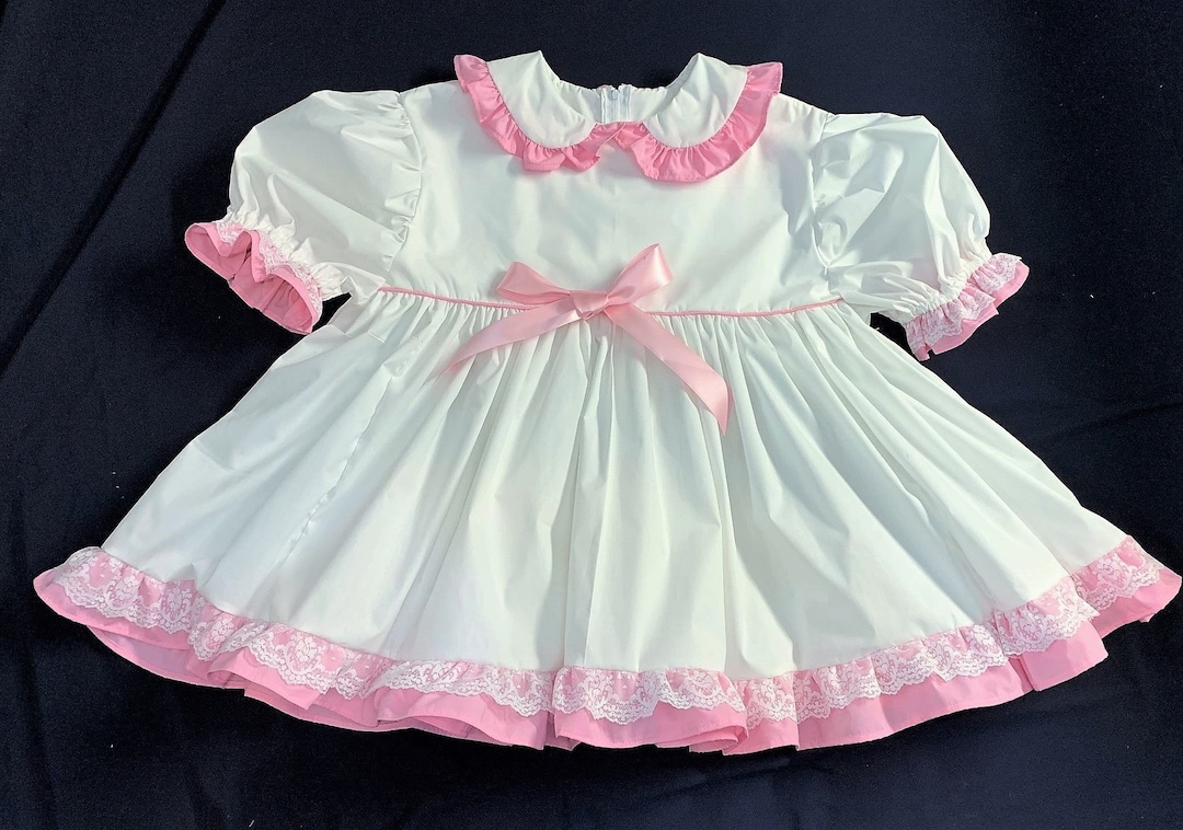 2 Pc Adult Baby Sissy Littles Abdl SIMPLE BABY PINK Dress and Diaper ...